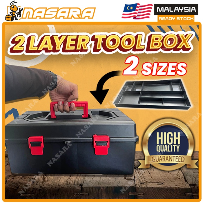 Nasara 2 Layer Multipurpose PVC Plastic Tool Box Inner Tray Hardware Storage Tool Box / Bekas ...