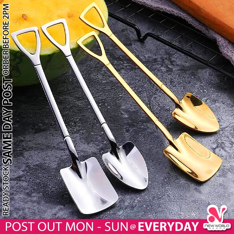 𝗦𝗠𝗢𝗢𝗧𝗛 𝗣𝗢𝗟𝗜𝗦𝗛𝗘𝗗 》Stainless Steel Coffee Spoon Shovel Shape Coffee ...
