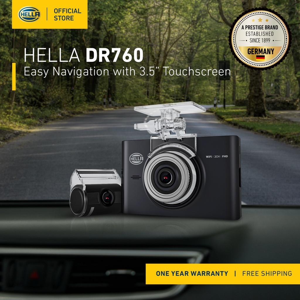 HELLA DR 760 Dash Camera | 2CH Front/Back FHD 1080P | 3.5" LCD Touch ...