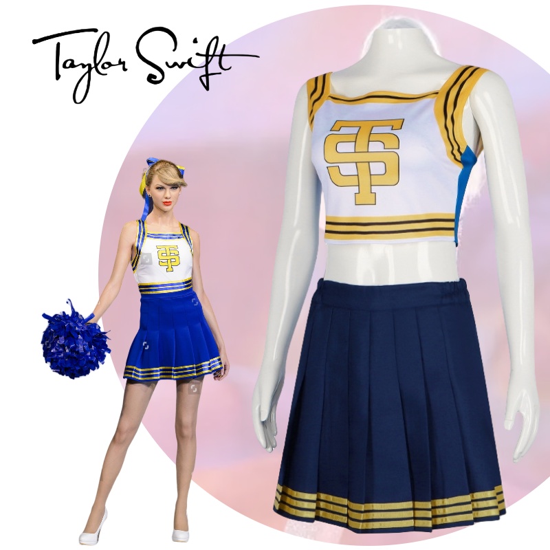 Taylor Cheerleader Uniform Swift Halloween Blue White Cosplay Costume ...