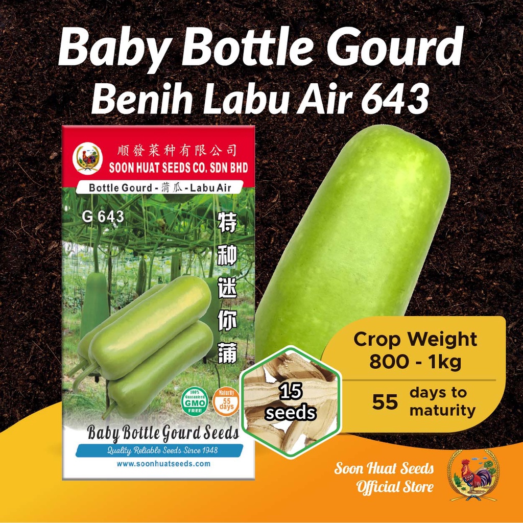 [Small Pack/20g] 643 Benih Laby Botol Baby Bottlegourd Soon Huat Seeds ...