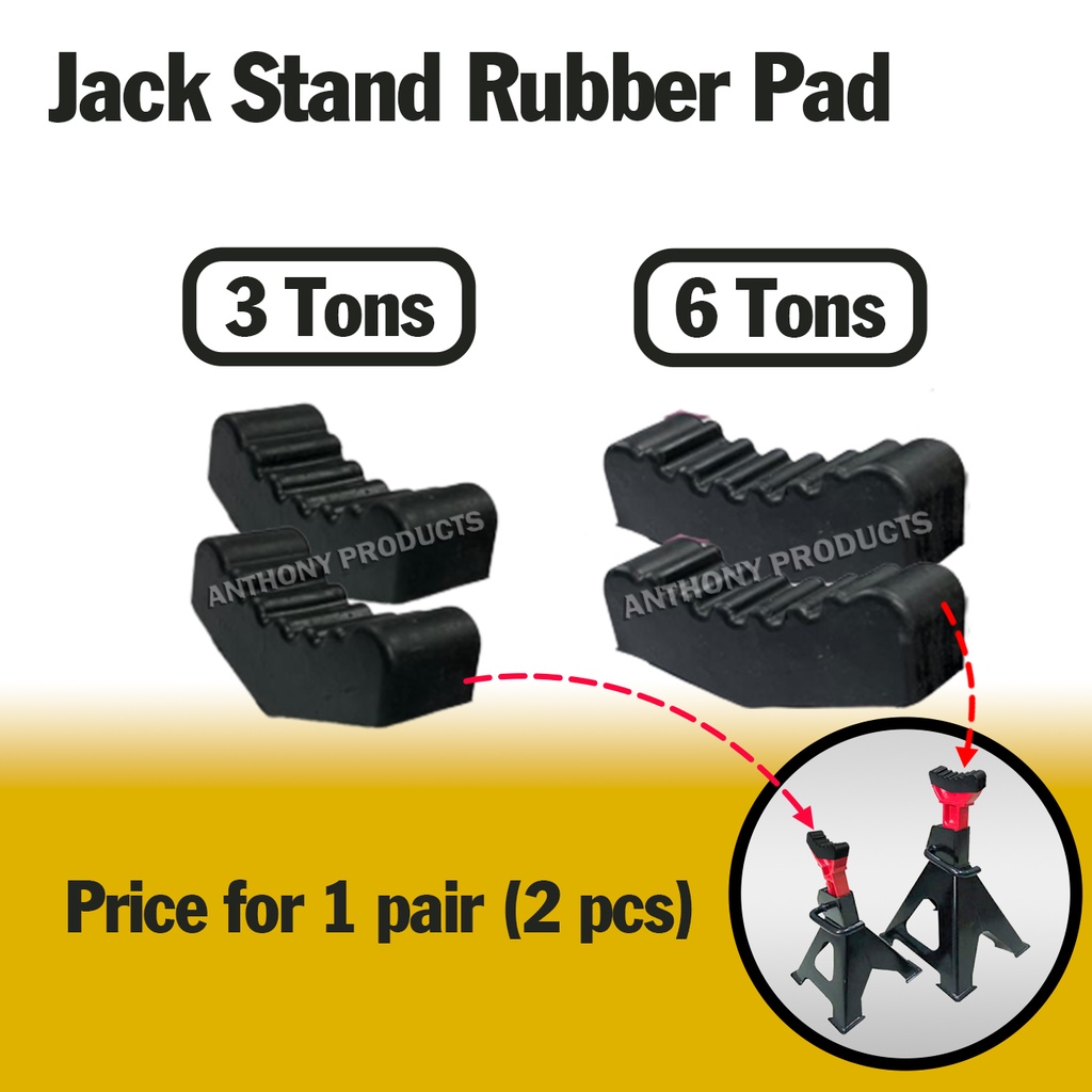 Universal 3 Ton / 6 Ton Jack Stand Rubber Pad (1 Pair 2 Pieces ...