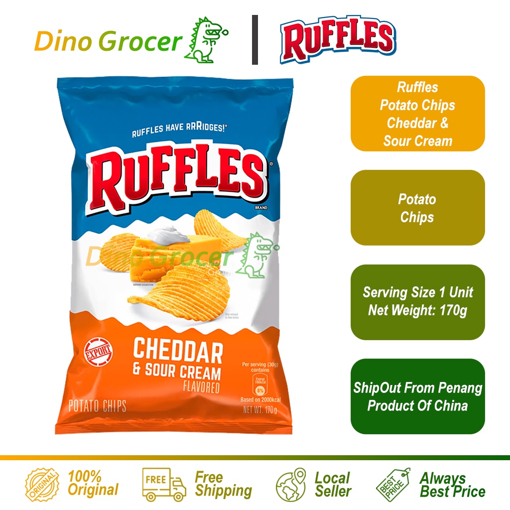 Ruffles Cheddar & Sour Cream 170g 莱芙士马铃薯片 酸奶起司味 | Shopee Malaysia