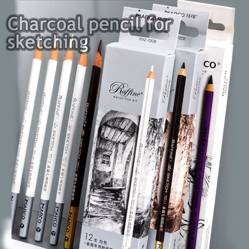 Professional drawing pencil 2H-14B Sketch pencil Charcoal Pencils White ...