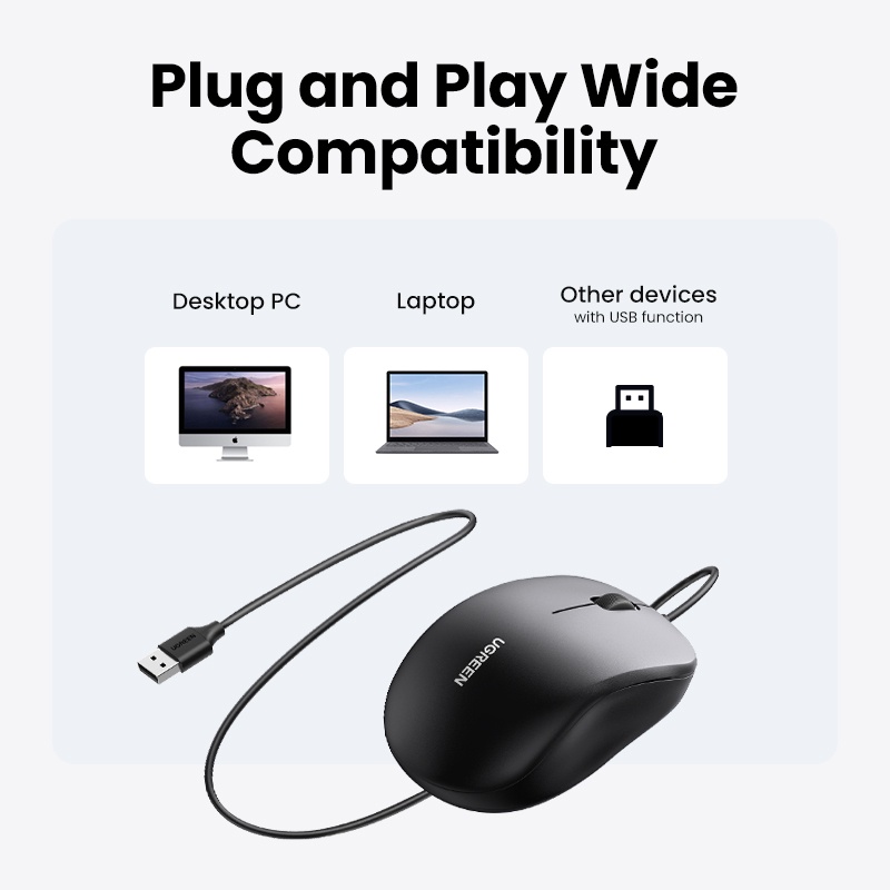UGREEN Wired Mouse Ergonomic Mouse USB Mouse 1200 DPI Ergonomic Mouse ...