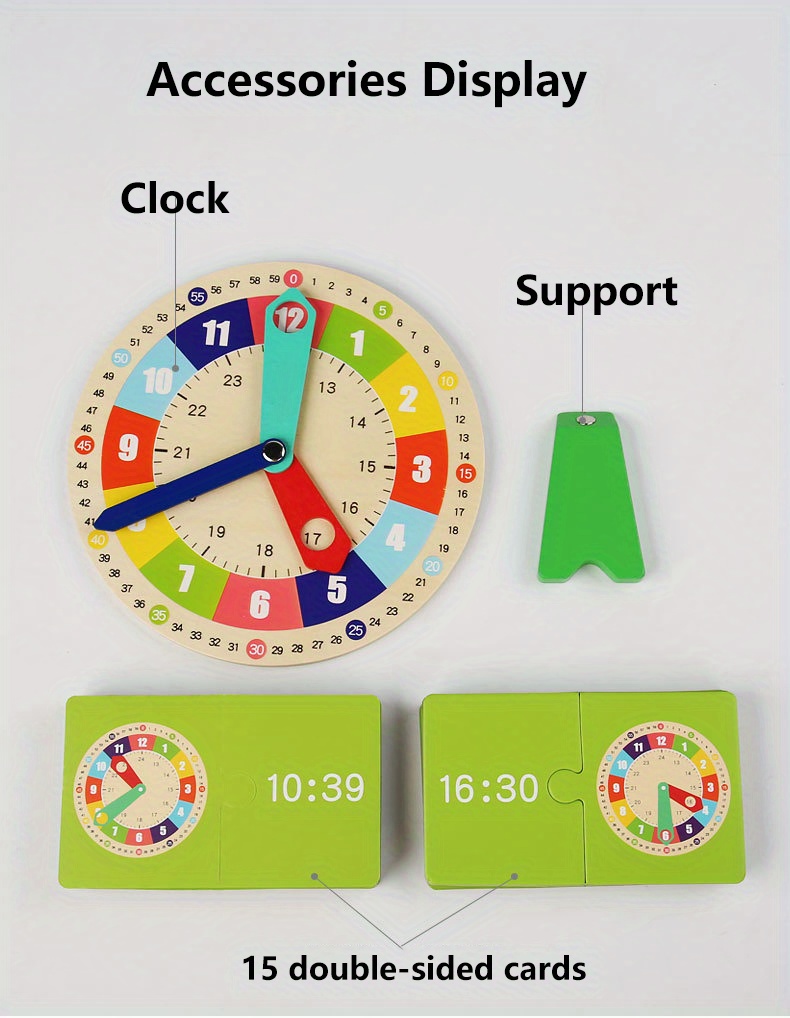 1 Set Clock Toy Card Matching Game Montessori Learning Clocks ...