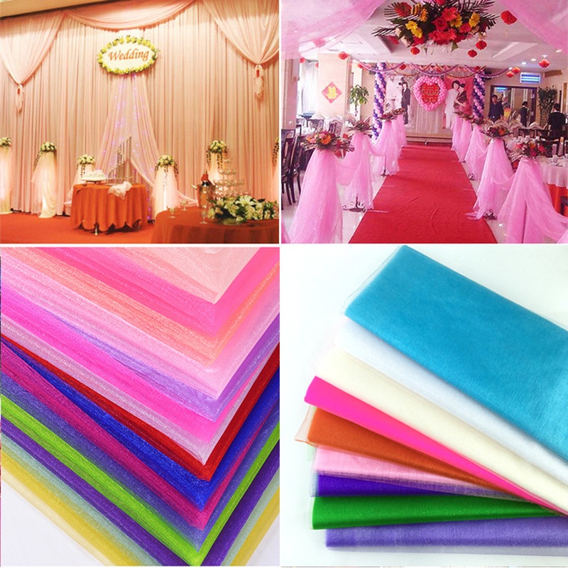 10M Wedding Tulle Clear White Polyester Organza Fabric Curtain Arch ...