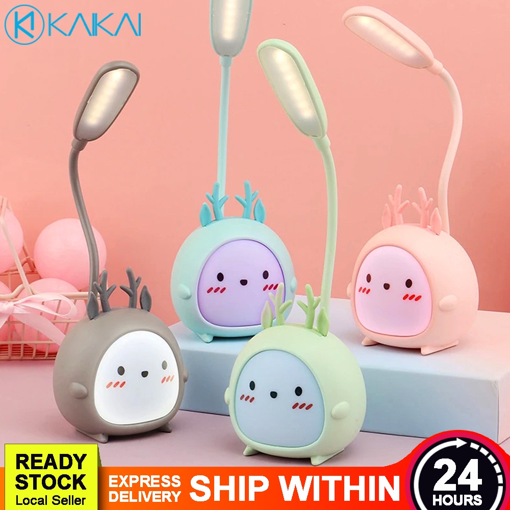 🔥 LESS GLARE 🔥 3 Mode Cute Cartoon LED Table Night Lamp USB ...