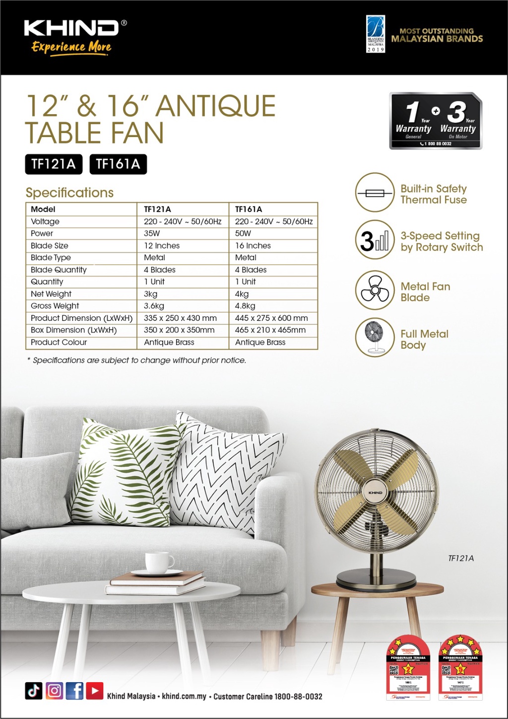 Khind Antique Table Fan Retro Style Kipas Angin Meja Antik Kipas ...