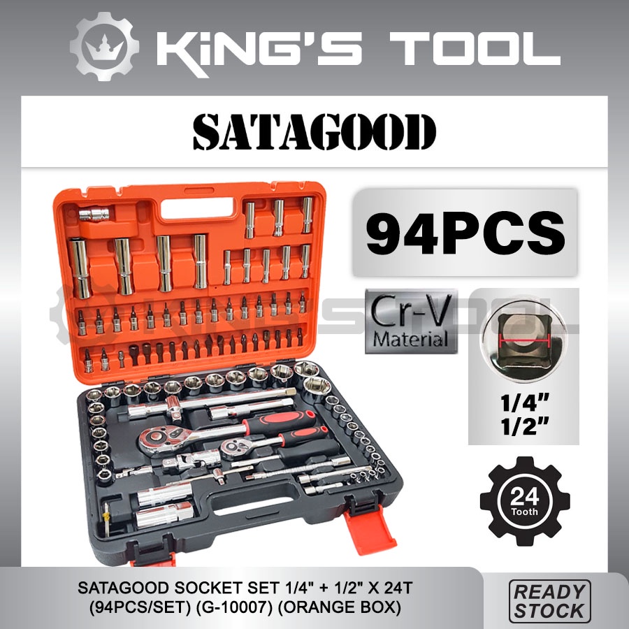 SATAGOOD/ SRUNV SOCKET SET 1/4” + 1/2” X24T (94PCS/SET) (G-10007 ...