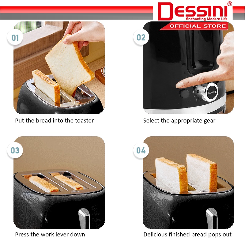 DESSINI ITALY Double Sided Electric Bread Toaster Sandwich Maker 7 ...