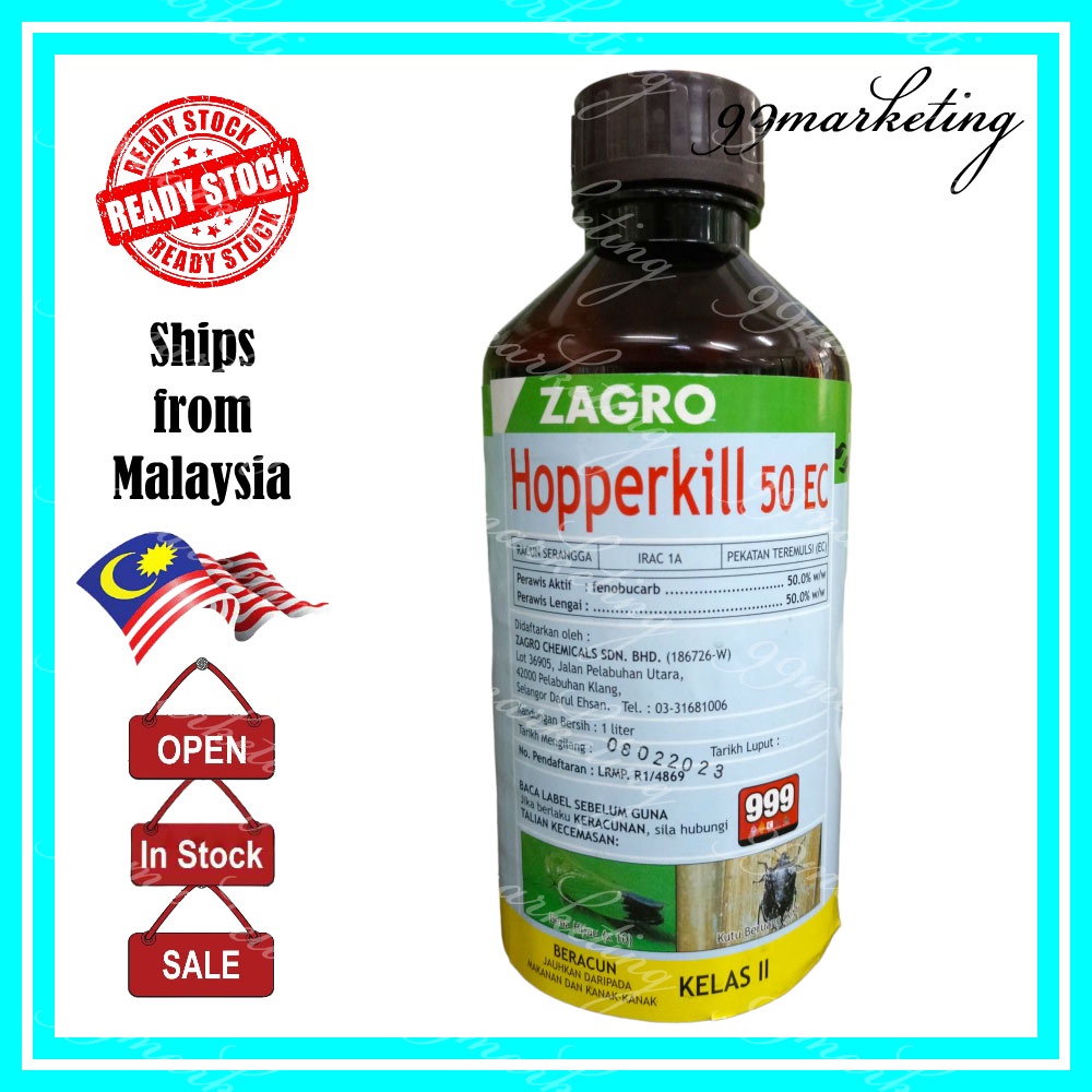 1L Hopperkill 50EC Fenobucarb 50% Carbamate Bena Perang Hijau Putih Racun Serangga Insecticide ...