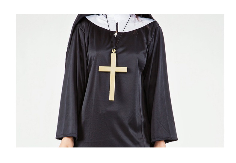【Free Cross】Halloween Costume Adult Priest Nun Cosplay Black Priest ...