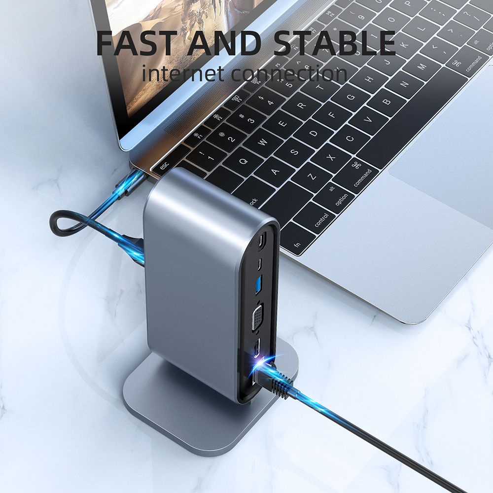 12 in 1 USB C HUB Vertical TF Card Reader USB 3.0 4K HDMI Dock Station ...