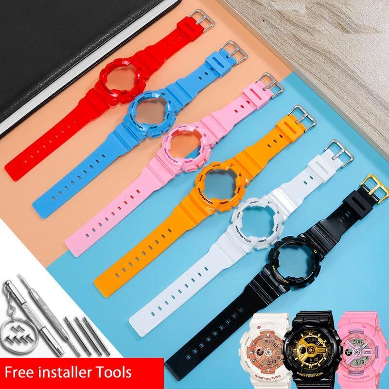 Watch Strap + Case Set For Casio Baby G Women BA-110 111 112 120 130 ...