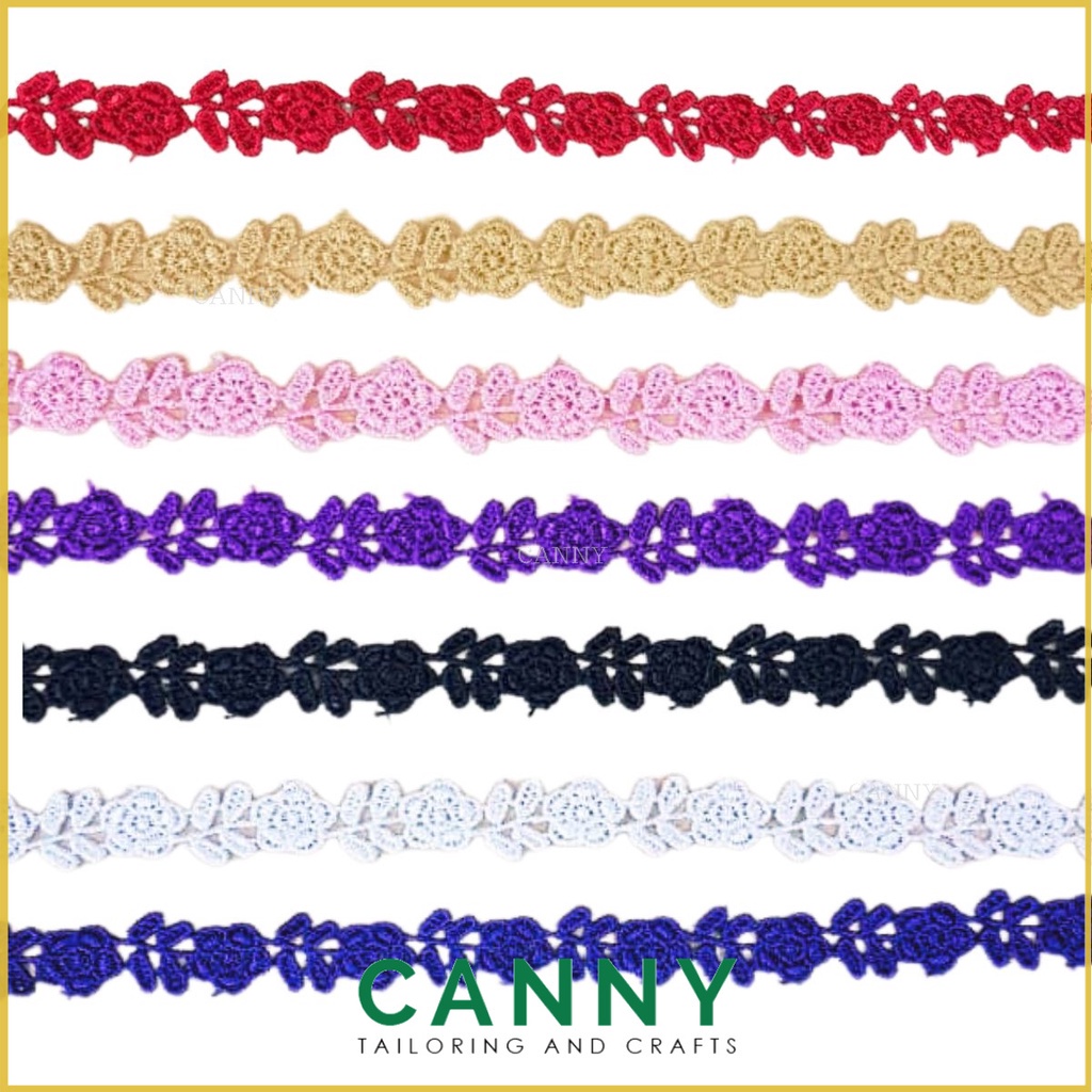 (1 Meter) Renda Bunga Rose / Renda Baju Lace Baju Decorative Border ...