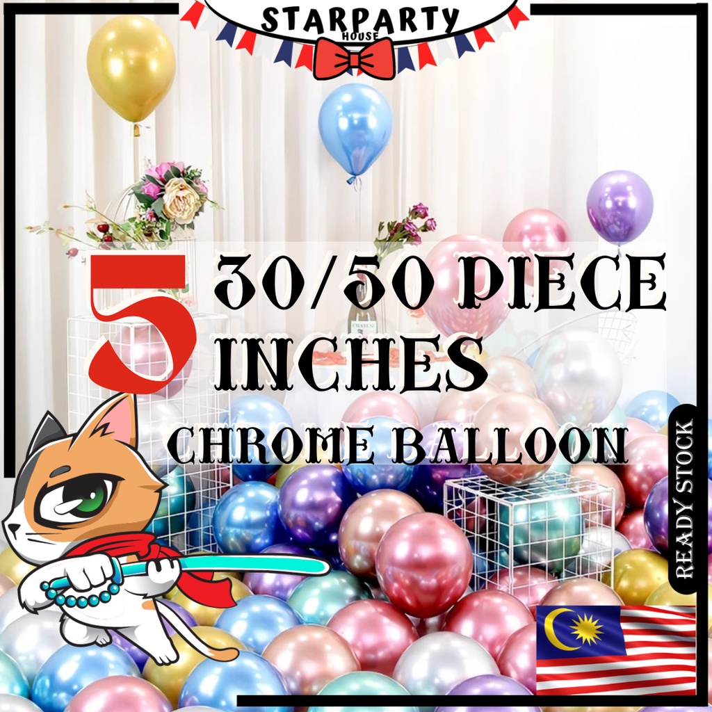 【Jual Rugi】50pcs 5 Inches Chrome Latex Balloon Metallic Belon Balloon ...