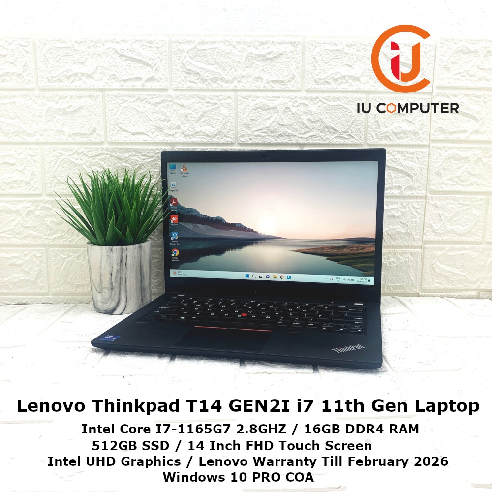 LENOVO THINKPAD T14 GEN2I TOUCHSCREEN INTEL I7-1165G7 16GB RAM 512GB ...