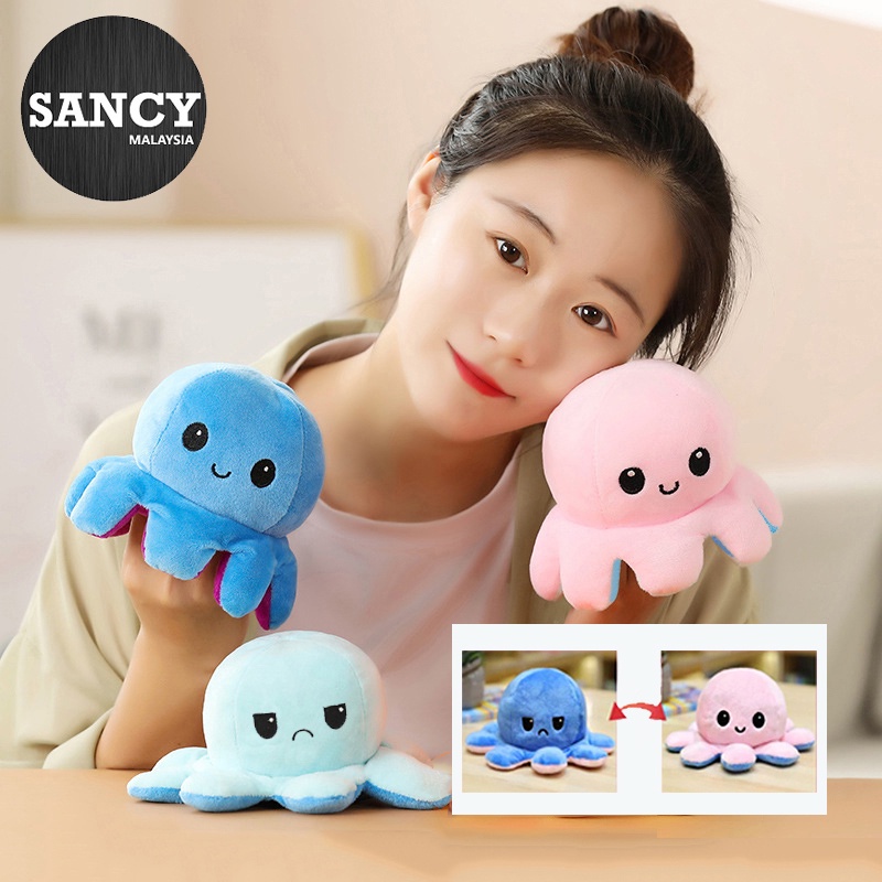 SANCY 20cm Children Flip Cute Octopus Plush Toy Double Sided Octopus ...