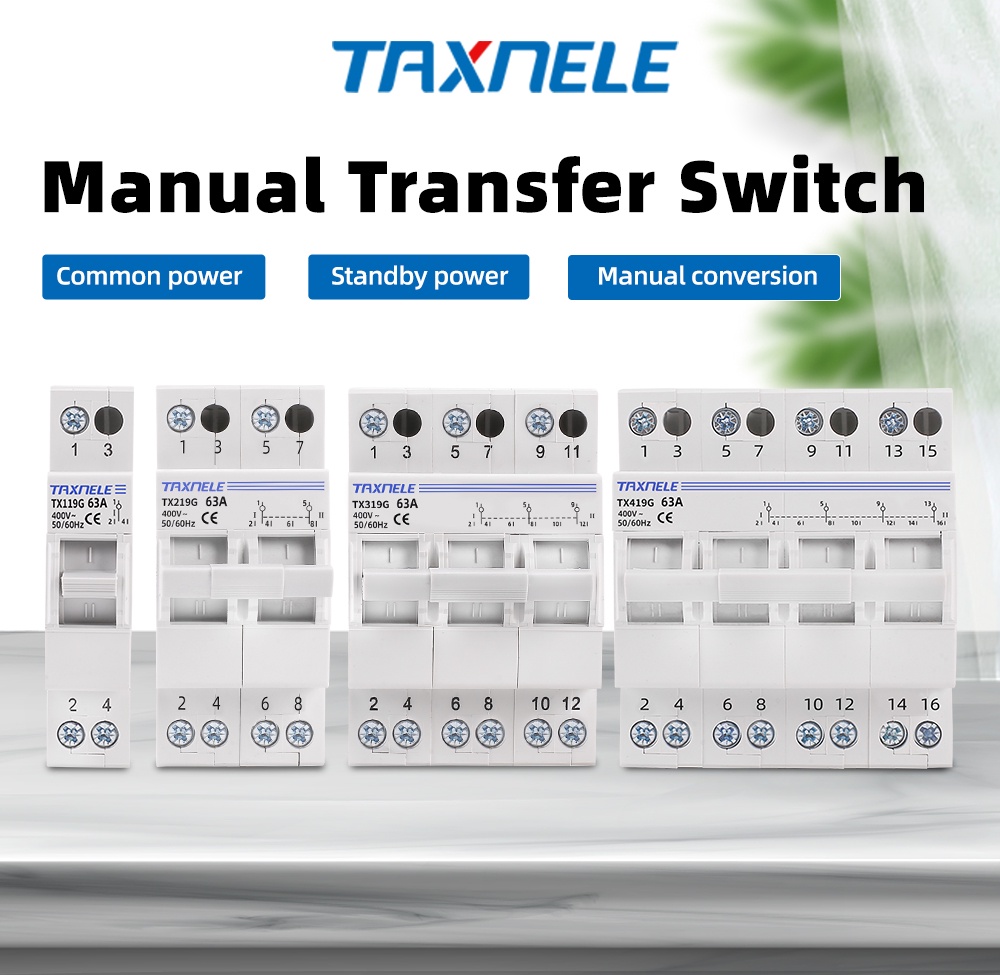 TAXNELE 1P 2P 3P 4P 40A 63A MTS Dual Power Manual Transfer Switch ...