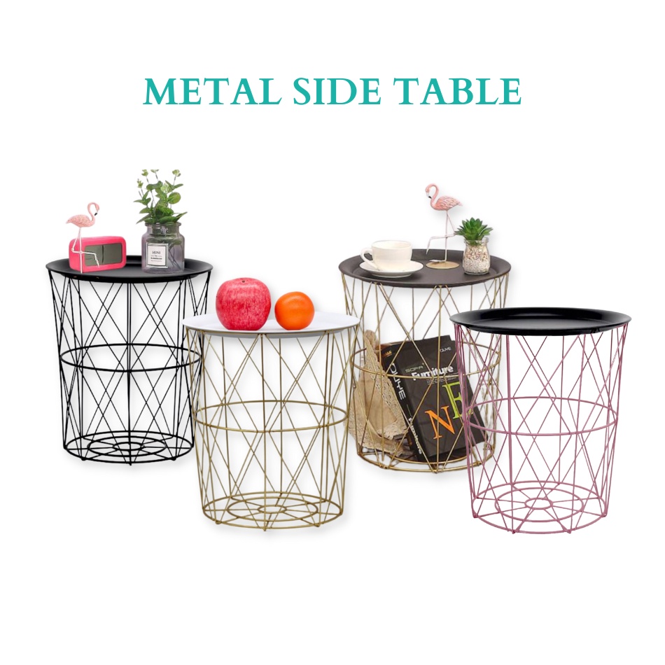 Metal Side Table Console Table Round Table Stand Modern Coffee Table ...