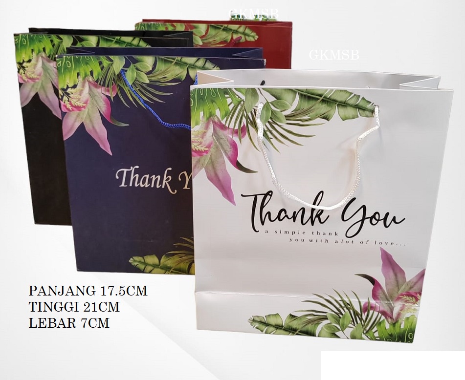 100PCS Paper Bag Goodies Bag Printed Bunga Lili size 21cmx17.5cmx7cm ...