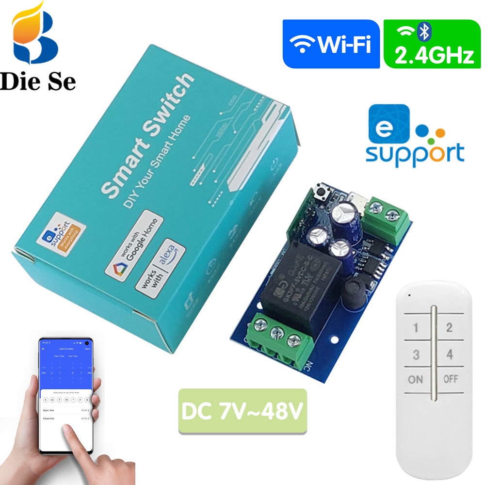 EWeLink Smart WIFI Switch Module DC 12V 48V Relay Receiver 2.4GHz ...