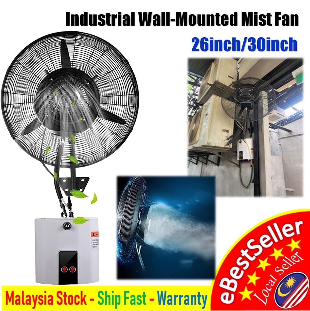 30"/26" Industrial Wall Mounted Mist Fan Auto Refill Water Atomization ...