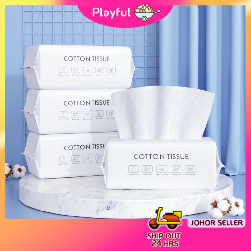 【PLAYFUL】Cotton Tissue Disposable Facial Tissue for Adults and Children ...