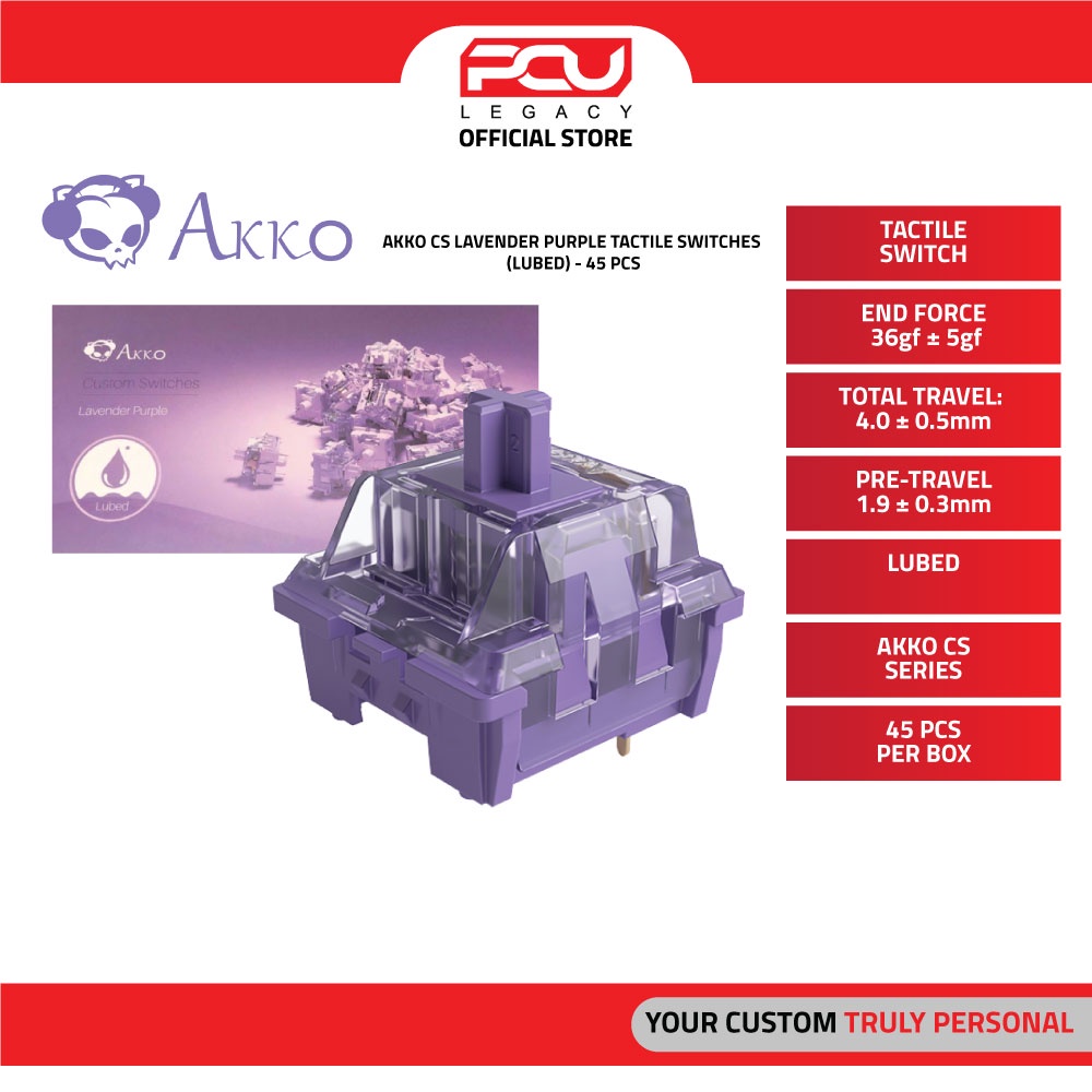 AKKO CS LAVENDER PURPLE TACTILE SWITCHES (LUBED) - 45 PCS | Shopee Malaysia