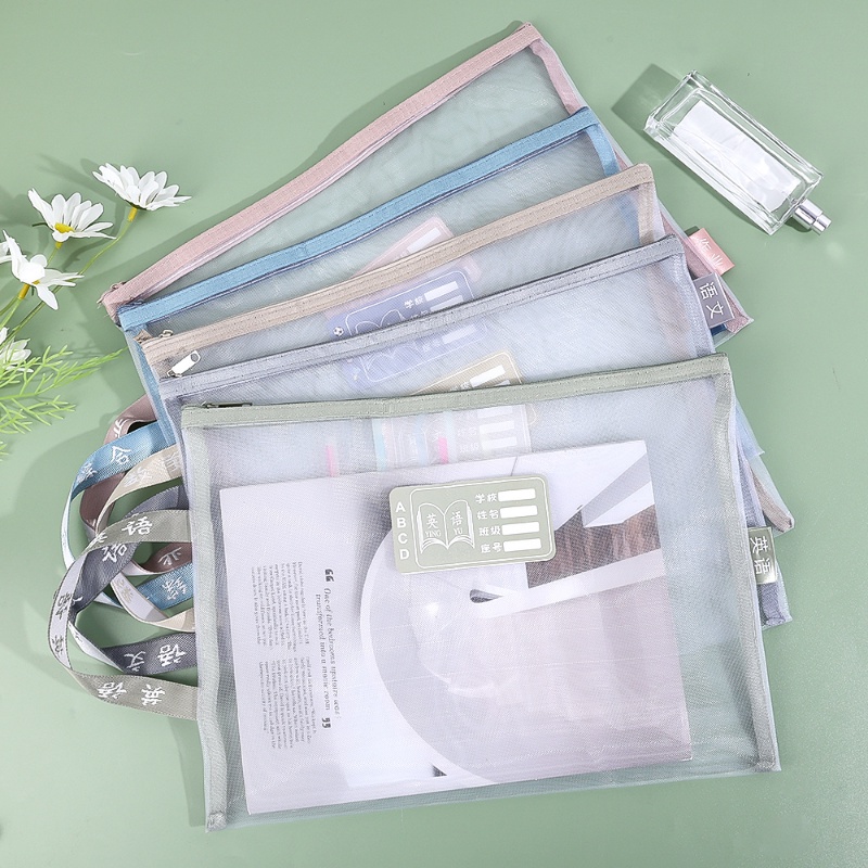 Large Capacity Gridding Zip Bag Textbook Test Stationery Storage Bag ...