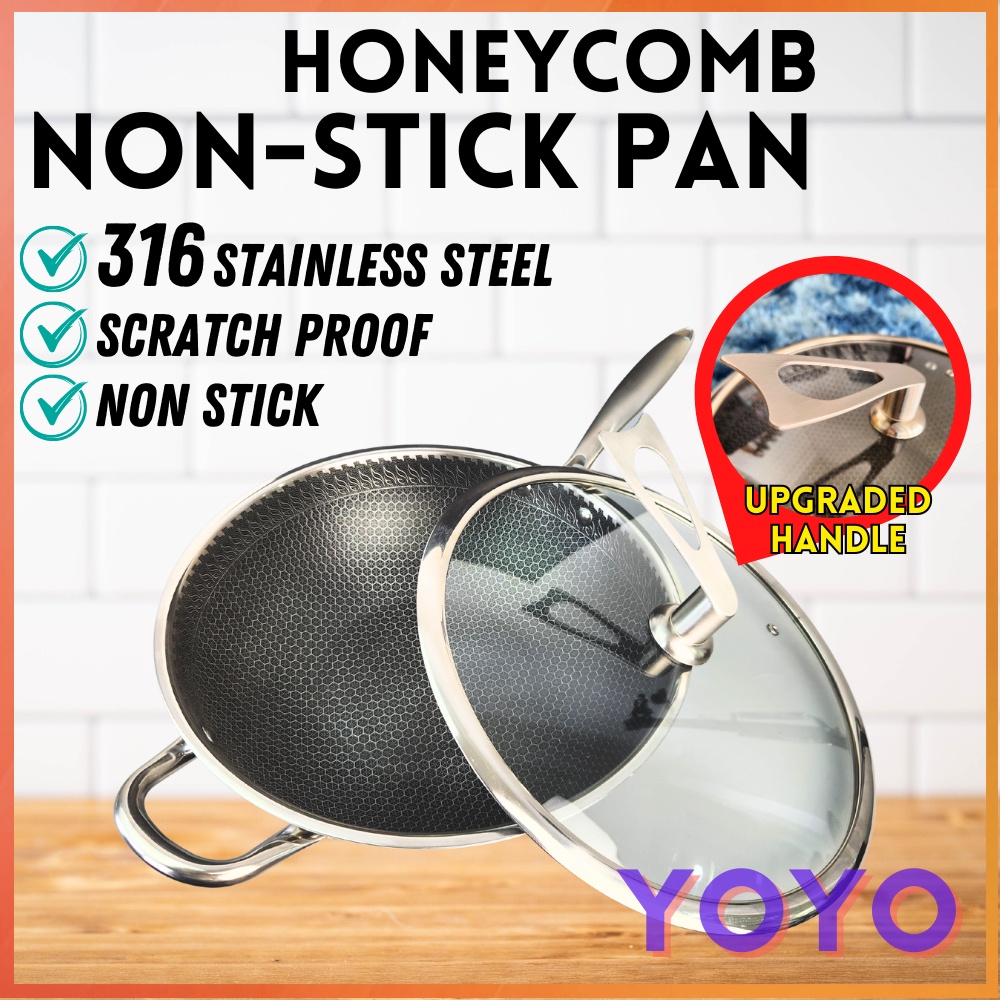 Non-stick Wok 316 Stainless Steel Wok Kuali Induction Gas Electric ...