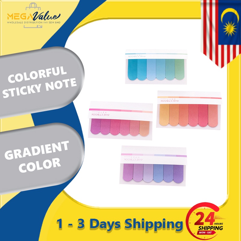 READY STOCK | Colorful Sticky Notes Gradient Color Notepad Note Memo ...