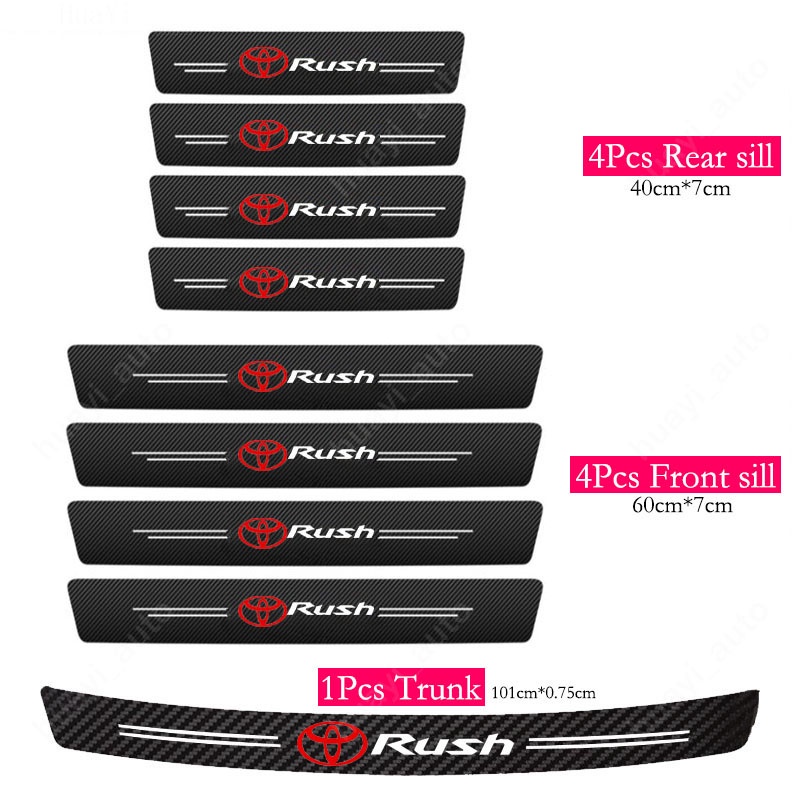 Toyota Rush Car Door Sill Sticker Anti-Scratch Carbon Fiber leather ...