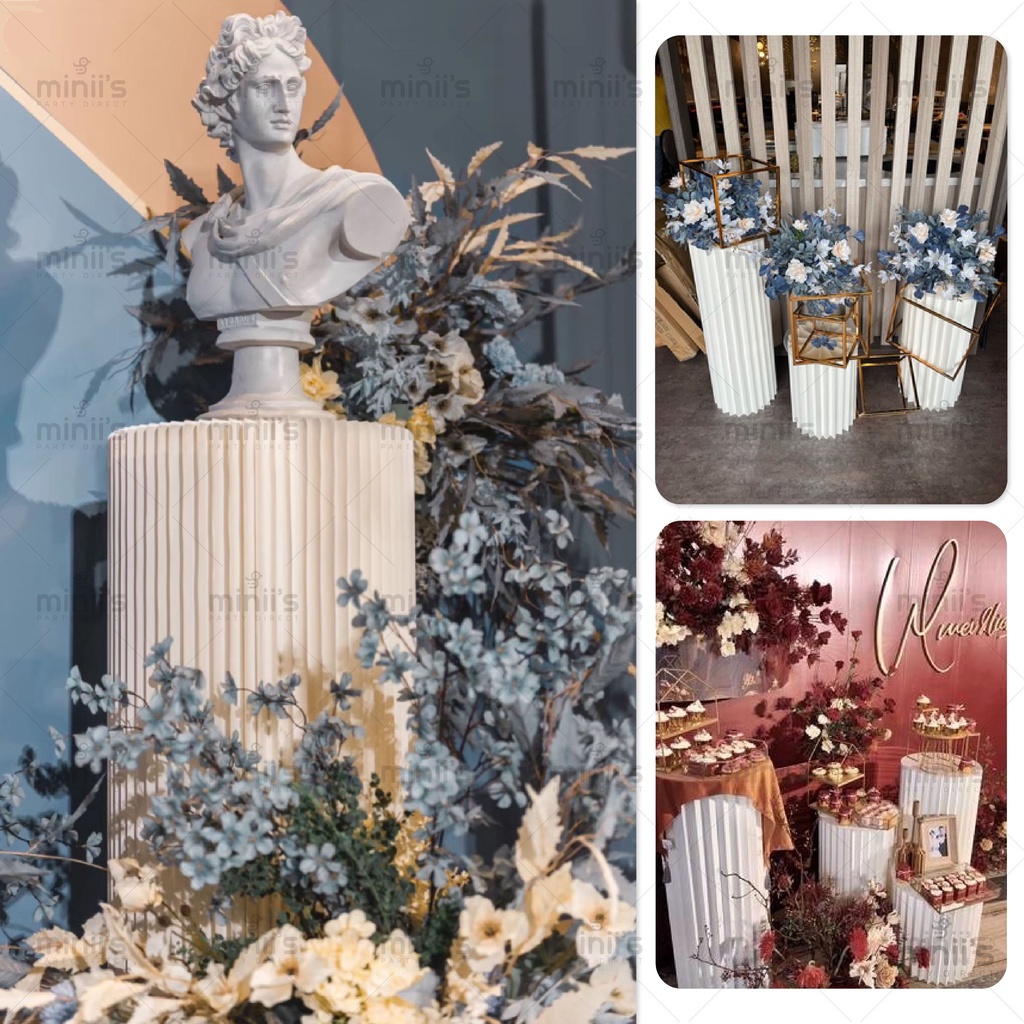 MINIIS PARTY White Folding Cake Stand Dessert Stand Cylinder Stand Meja ...