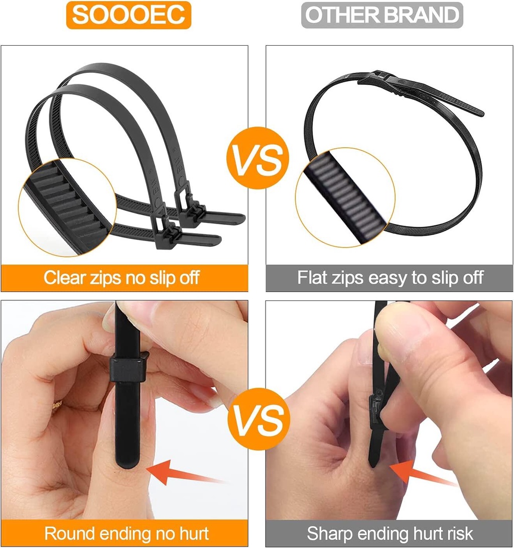 20 Pieces Reusable Zip Ties Heavy Duty No Hurt Removable Cable Ties ...