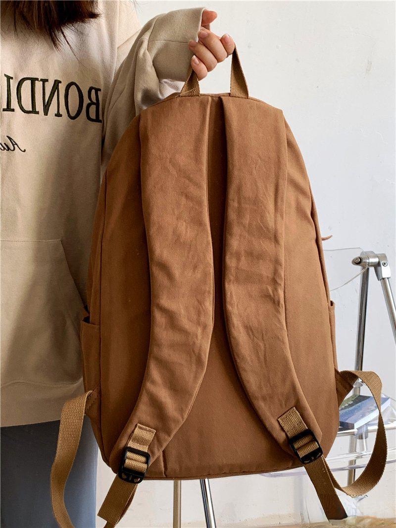 Large Capacity Solid Color Bagpack Korean Version Black Backpack New ...