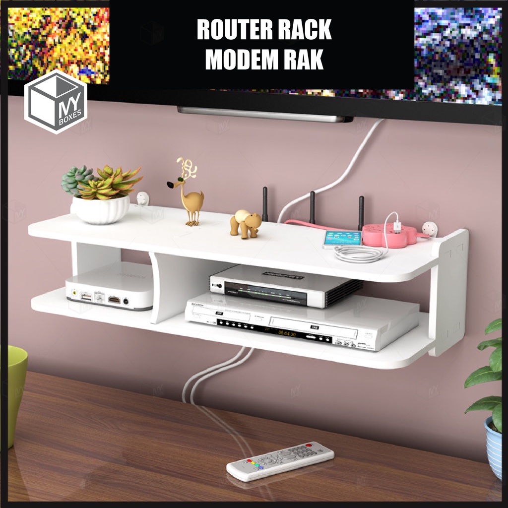 MYB Router DVD Player TV Rack Set-Top Box Floating Storage Shelf Wall ...
