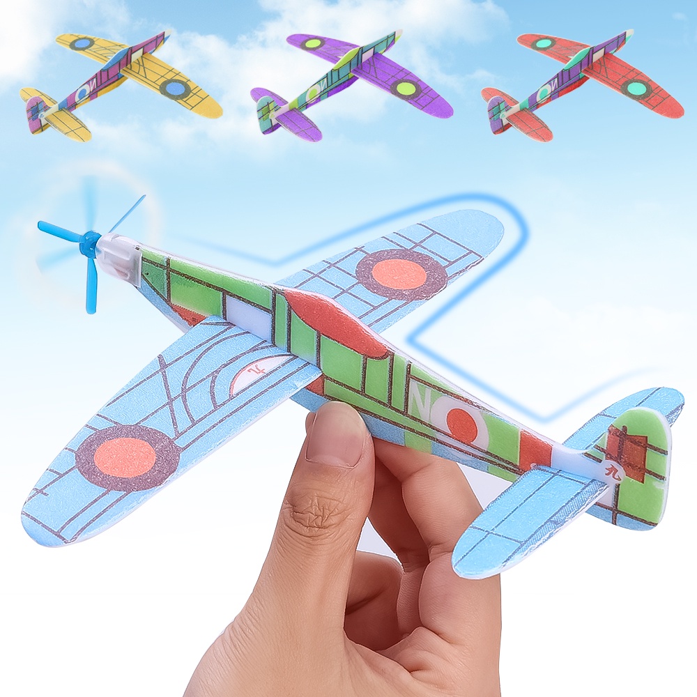 Mini Creative Random Color Foam Small Plane 3D Hand Throw Flying Glider ...