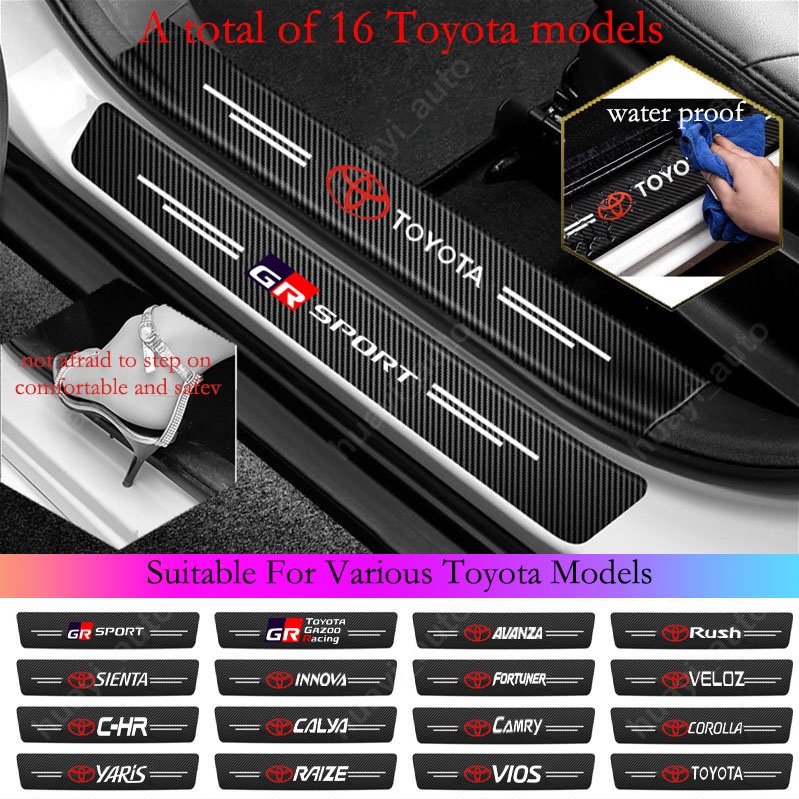 Toyota Hilux Car Door Sill Sticker Anti-Scratch Carbon Fiber leather ...