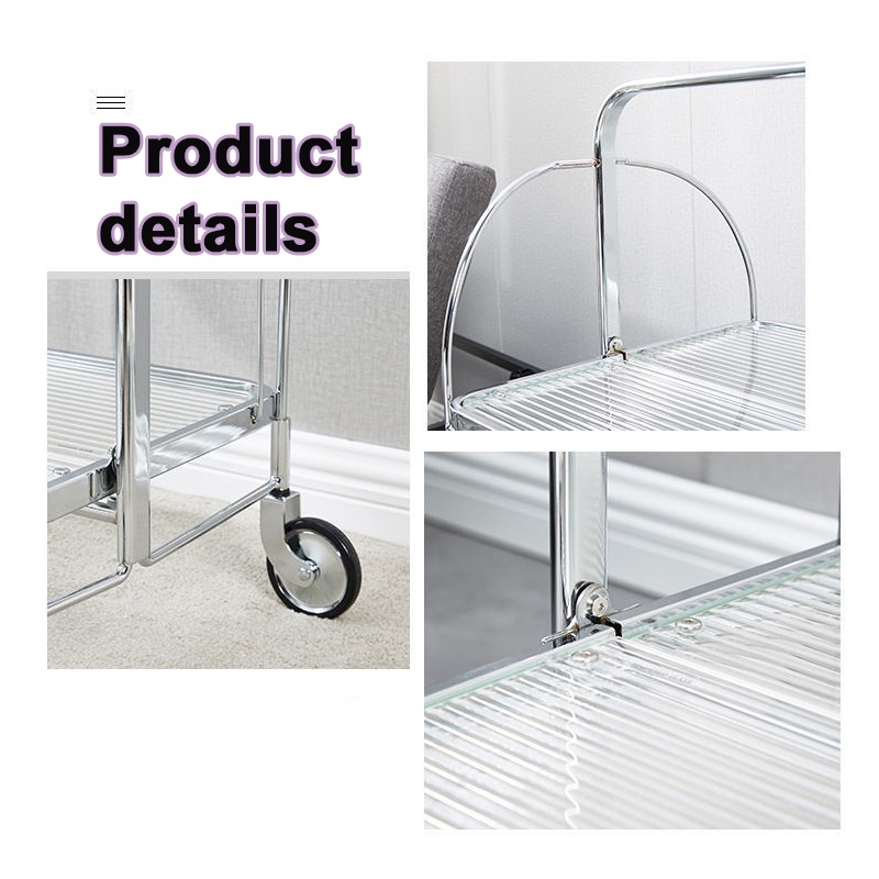 GDeal 2 Layer Portable Medieval Glass Trolley Storage Rack Living Room ...