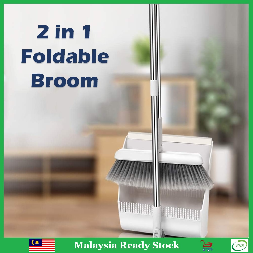 2 in 1 Foldable Penyapu Penyodok Home Office Broom Dustpan With Teeth ...