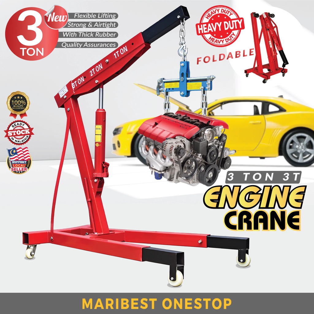 3TON 3T Engine Crane Heavy Duty Foldable Kren Angkat Enjin Jack Lifter ...