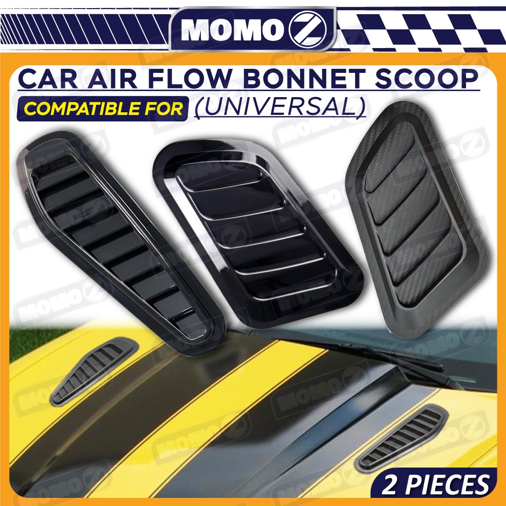 Universal Car Carbon Fibre Black Front Bonnet Air Flow Intake Hood ...