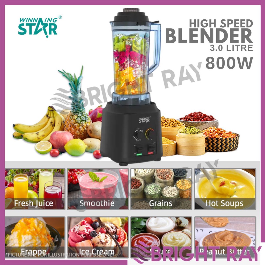 WINNING STAR HIGH SPEED Blender 800W 3.0Litre Total Crushing Technology ...