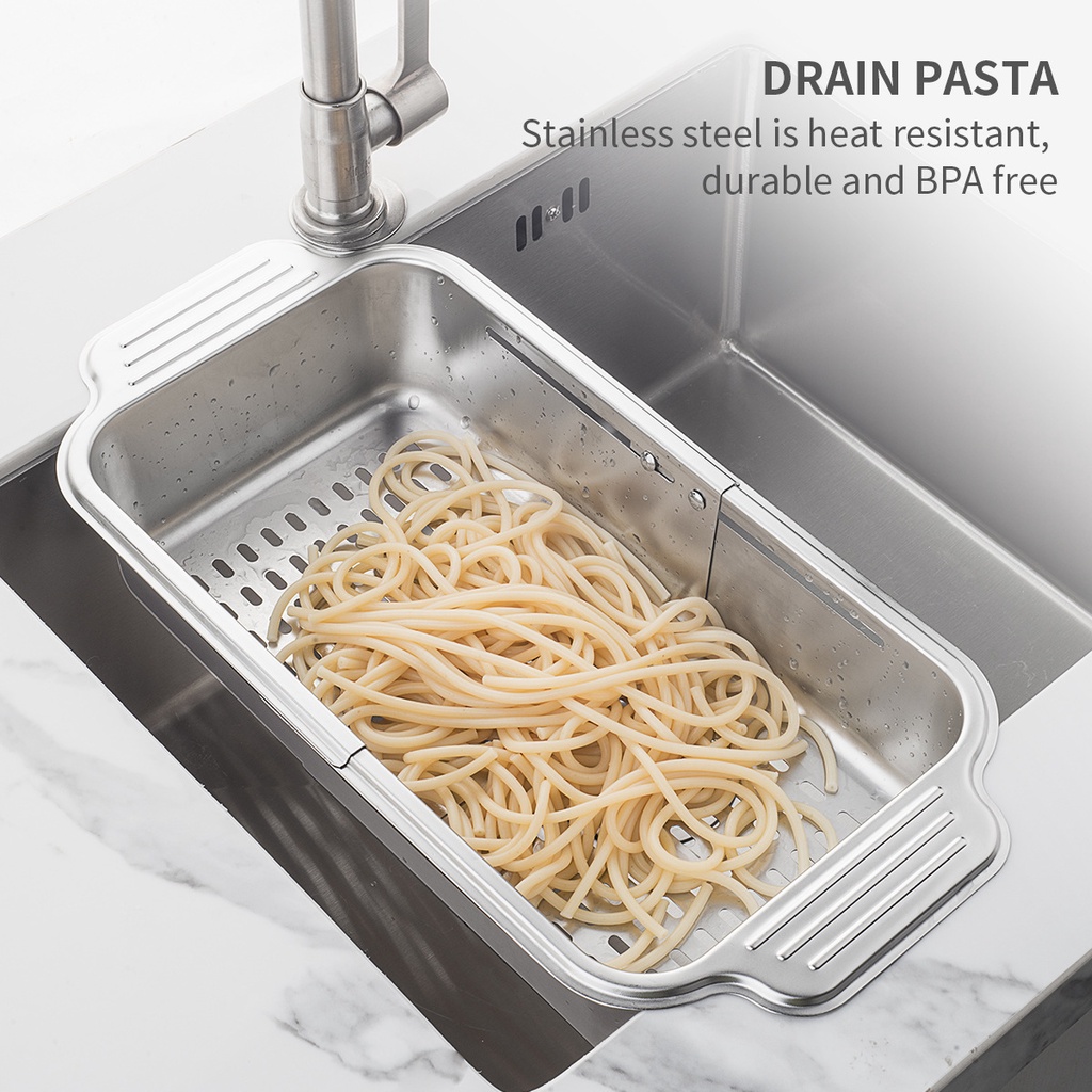 Adjustable Dish Stainless Steel Sink Drain Basket Telescopic Drain Rack ...