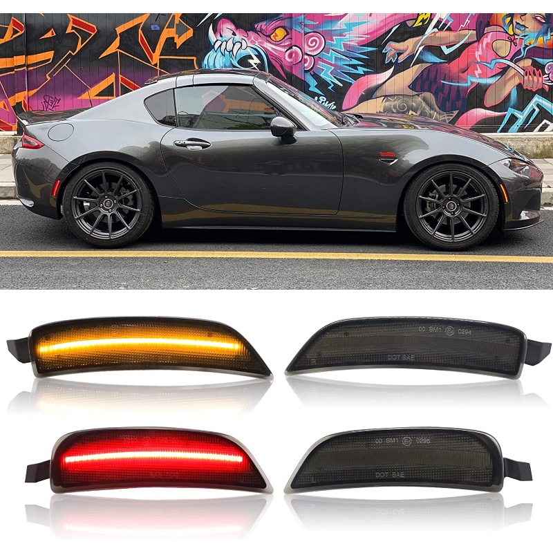 For 2016-2022 Mazda MX-5 Miata LED Front Rear Side Marker Light Smoked ...