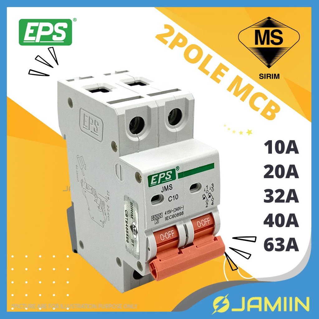 [SIRIM] EPS 2 POLE MCB Double Pole Miniature Circuit Breaker MCB DIN ...