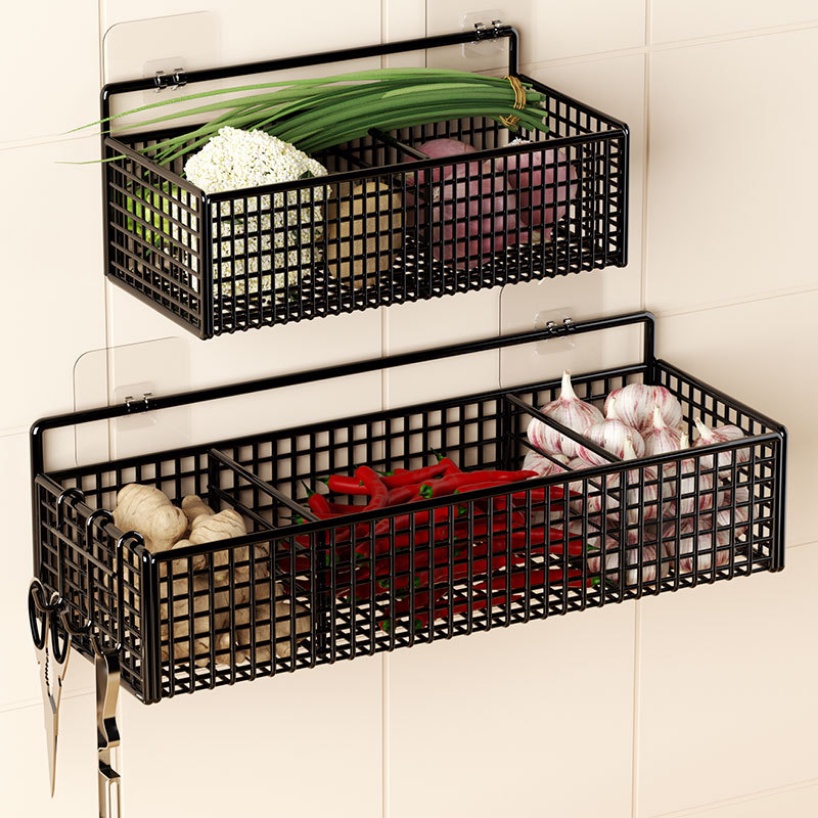 【IN STOCK】1/2/3 Kitchen Shelving No-Punch Wall Mount Storage Racks ...