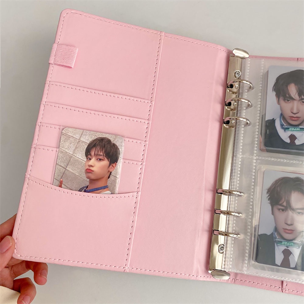 A5/A7 3 inch Collbook 6 Ring PU Leather Glitter Binder Refillable ...